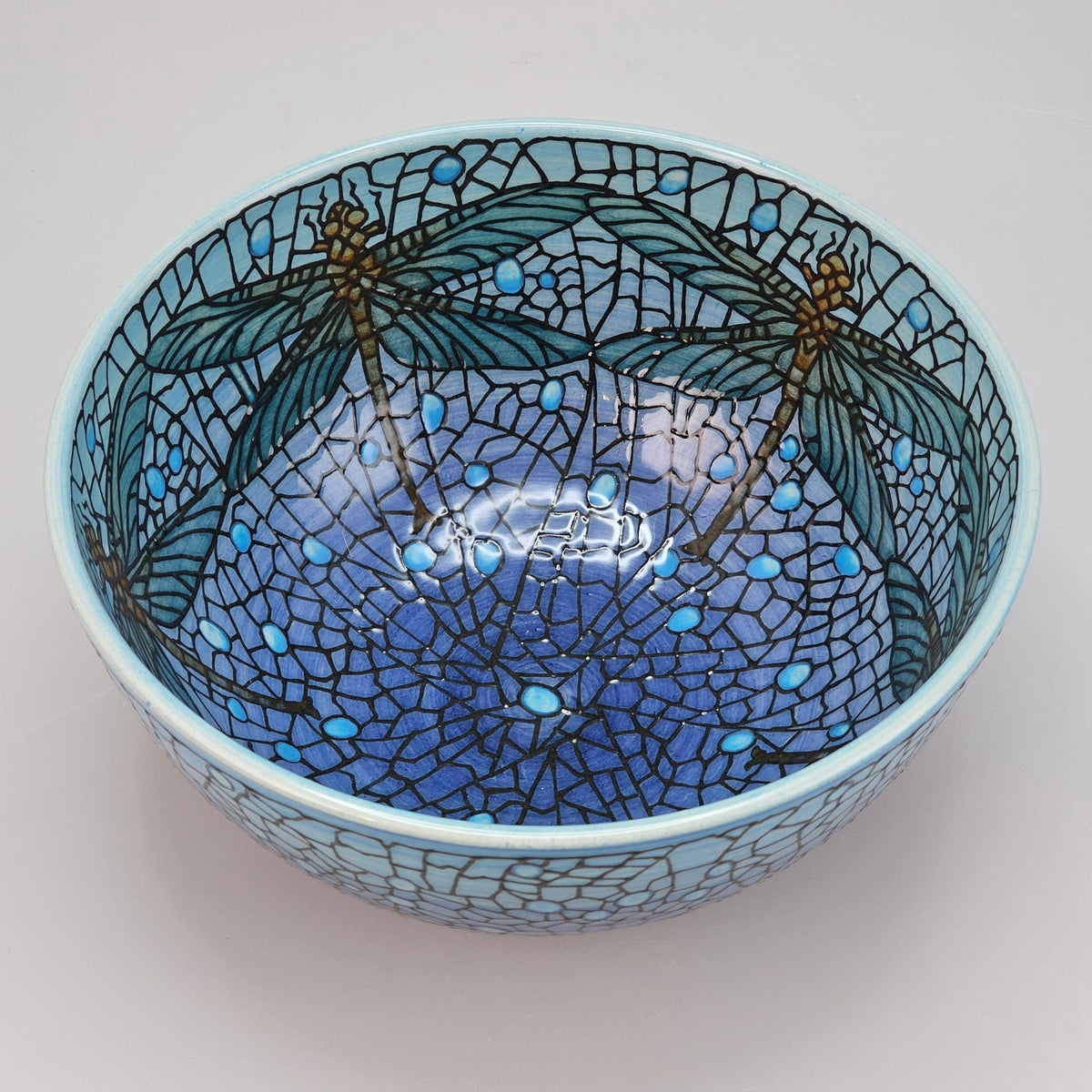 Tiffany dragonfly 8" pottery bowl designed by sally Tuffin for the Den ...